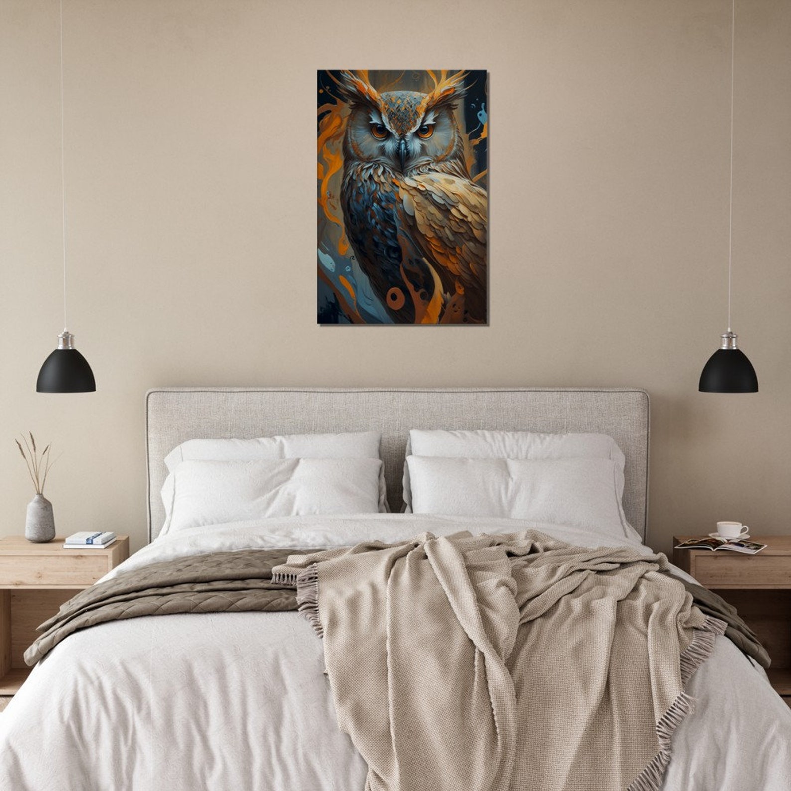 Abstract Owl Painting Oil Painting Owl Abstract Animal Print Owl Poster ...