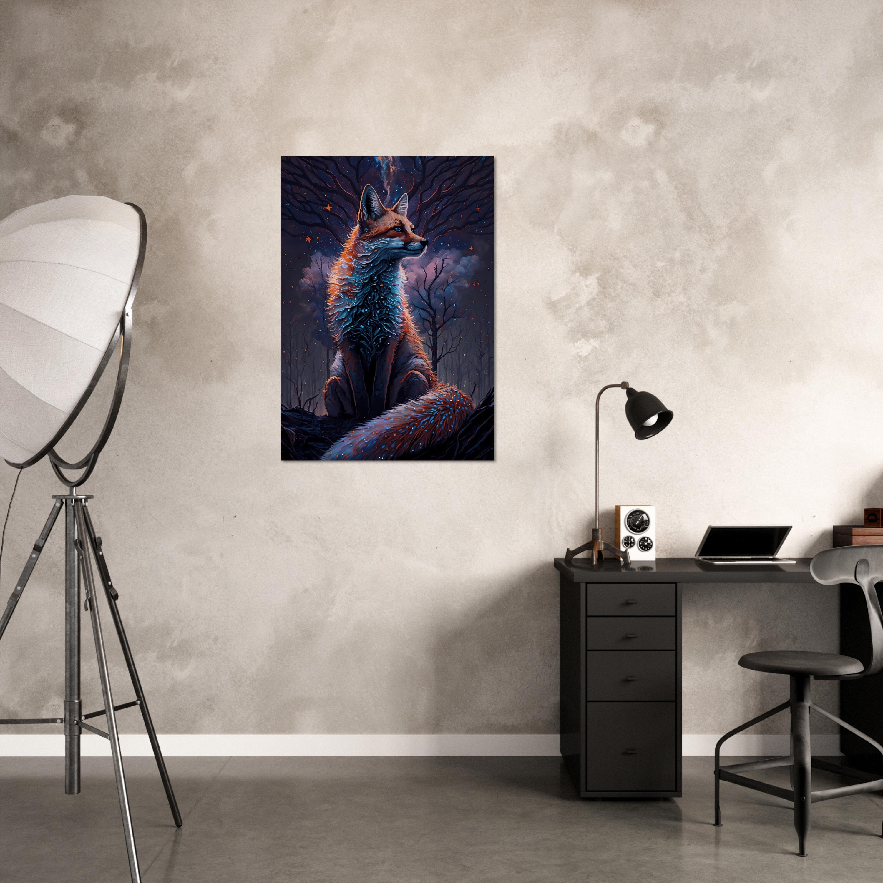 Fox Wall Art Cosmic Fox Painting for Home Forest Fox Art Print - Print ...