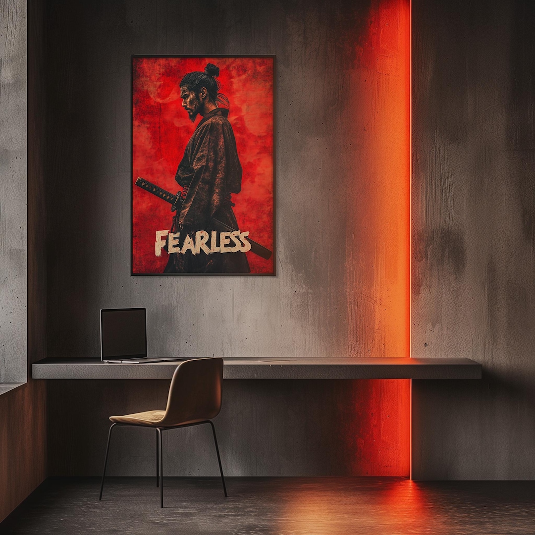 Fearless Samurai Wall Art Vanta Black Samurai Sword Poster Bold ...