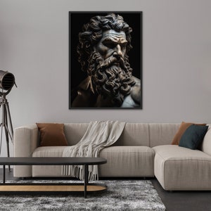 Statue of Zeus Painting Greek God Wall Art Greek Mythology Painting ...