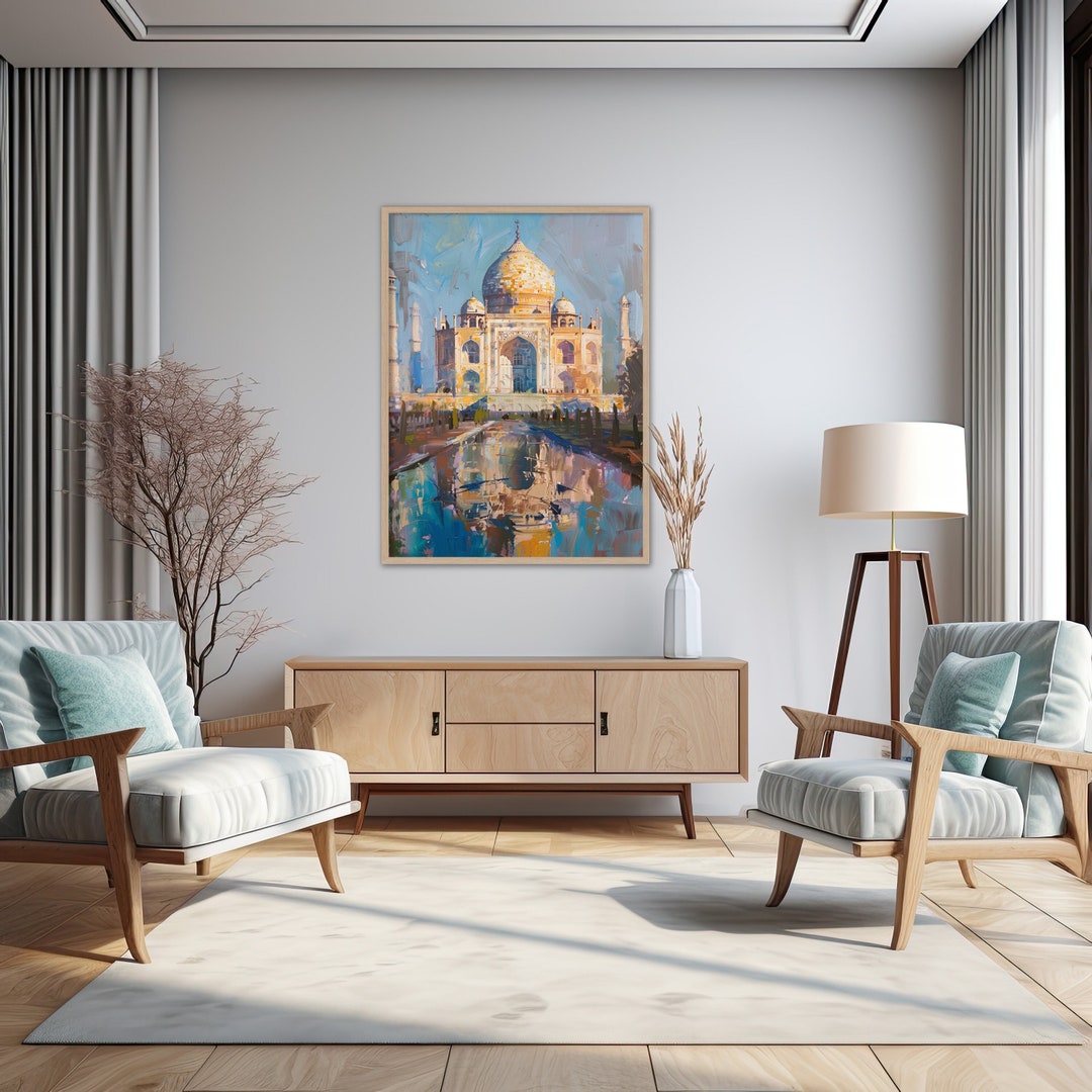Taj Mahal Oil Painting Indian Architectural Art Indian Wall Art ...