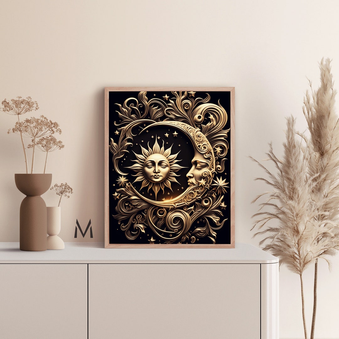 Solstice Wall Art Sun and Moon Painting Sun and Moon Spiritual Art ...