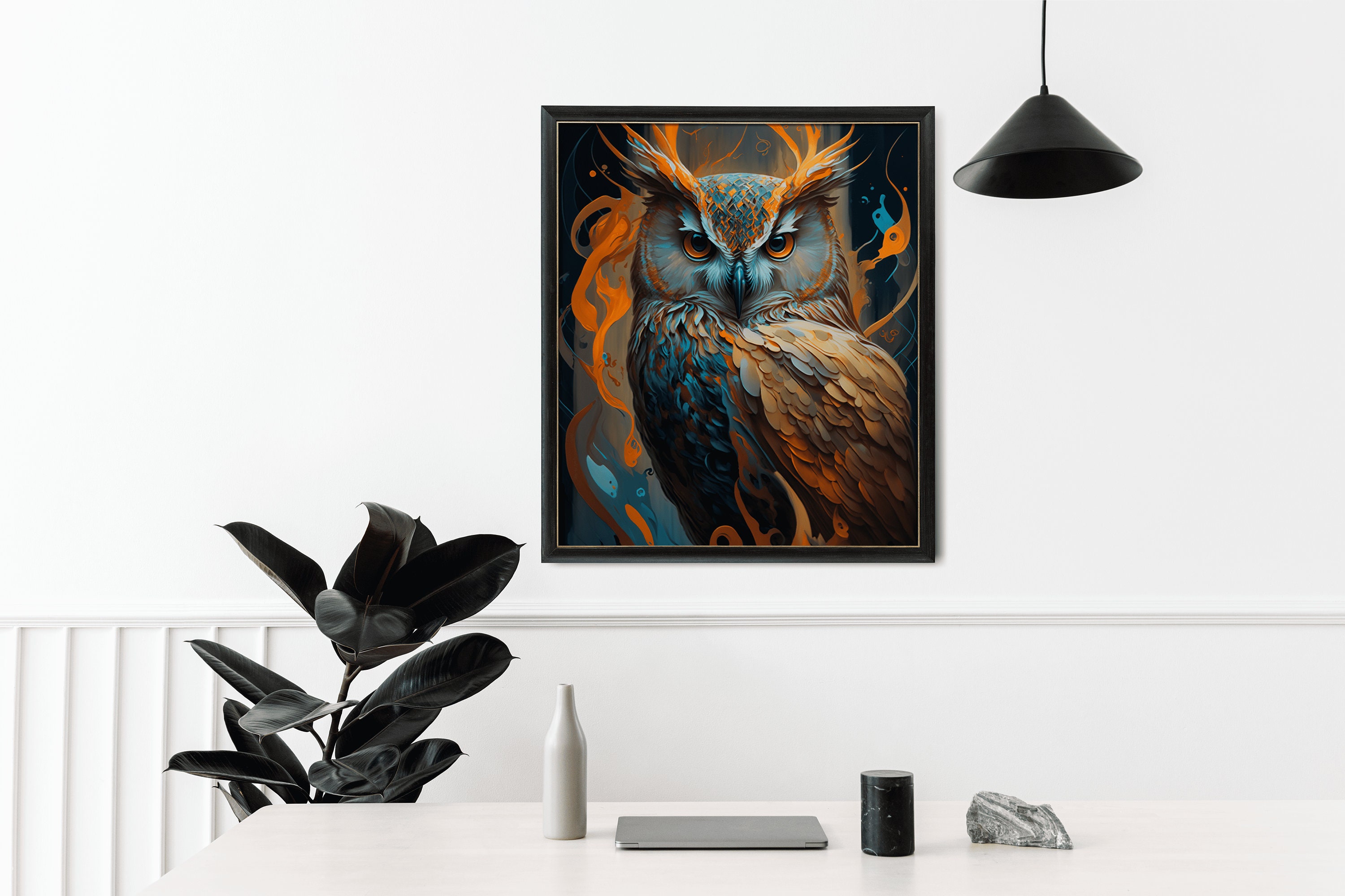 Abstract Owl Painting Oil Painting Owl Abstract Animal Print Owl Poster ...