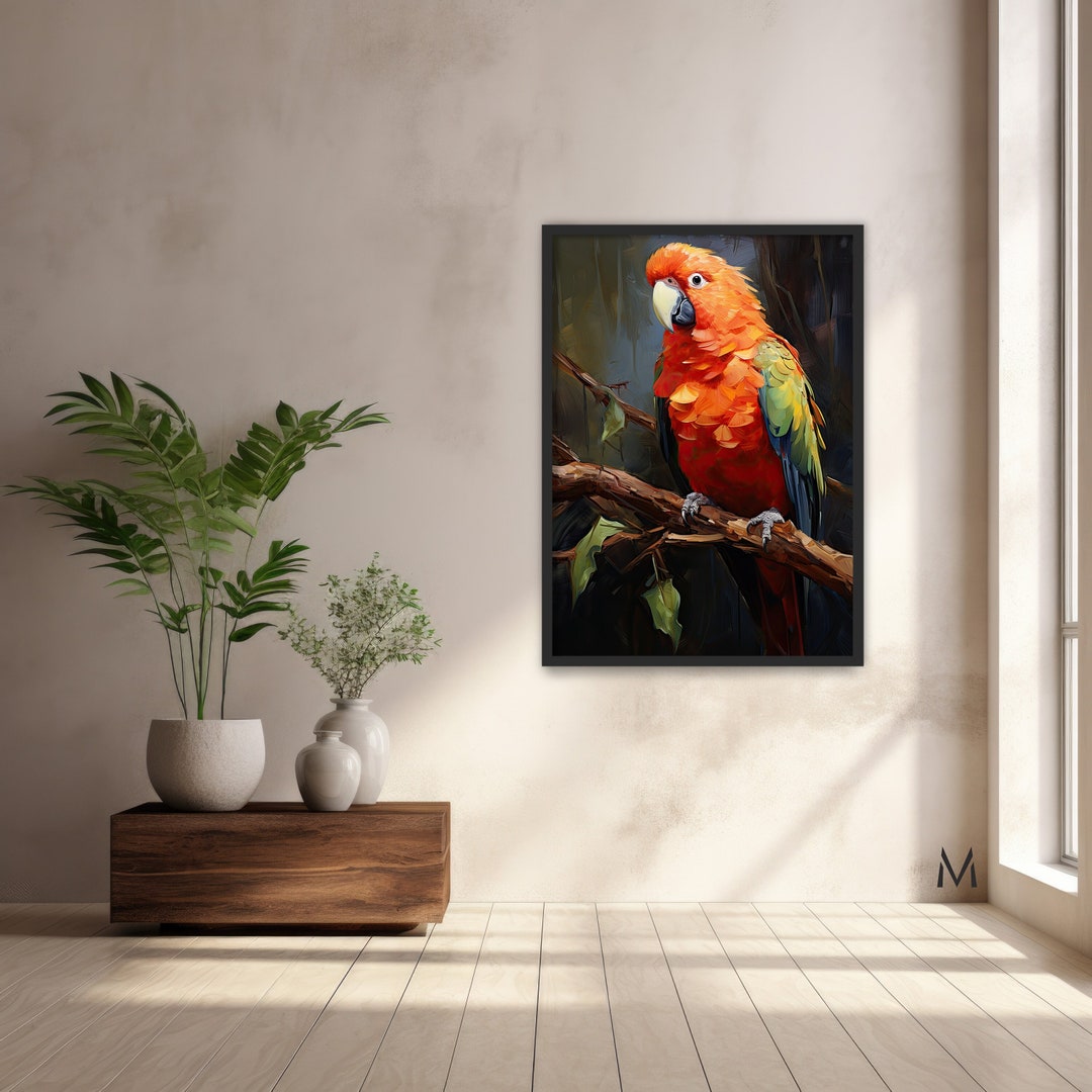 Parrot Painting Art Bird Lover's Wildlife Art Print Elegant Nature ...