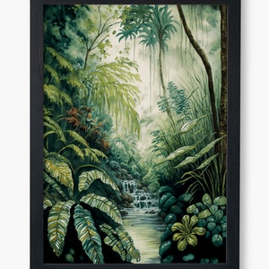 Watercolour Rainforest Painting Watercolour Tropical Forest Wall Art ...