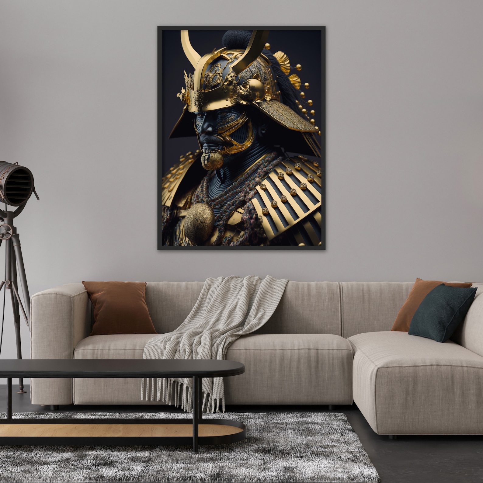 Golden Samurai Wall Art Golden Samurai Painting Samurai Wall Art for ...