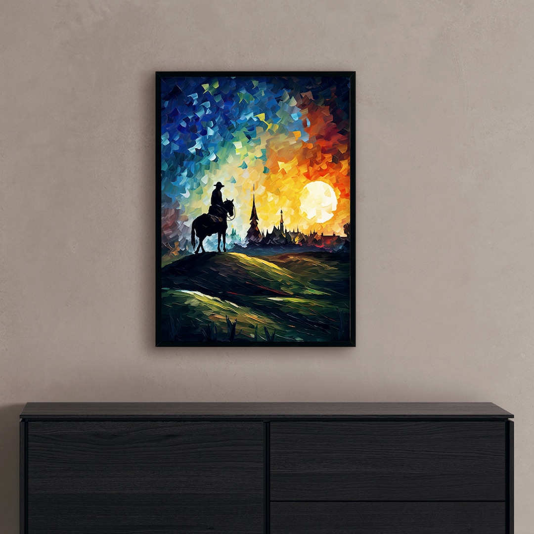 Abstract Cowboy Painting Cowboy on Horse Art Western-themed Abstract ...