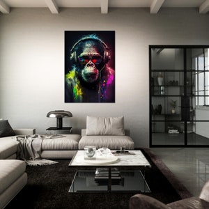 Colourful Ape Wearing Headphones Wall Art Ape Listening to Music ...