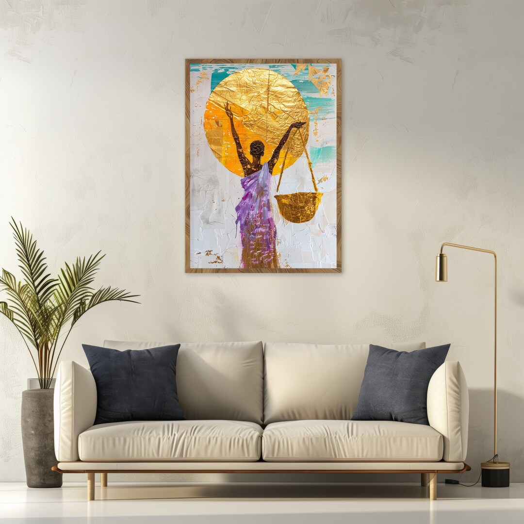 Collage Painting African Woman Holding Basket Ethnic Collage Art ...