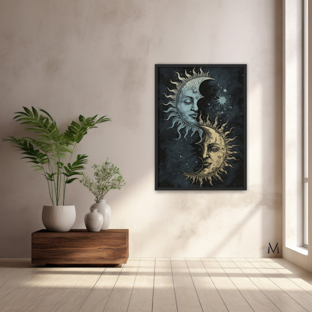 Spiritual Sun and Moon Wall Art Celestial Home Decor Celestial Design ...