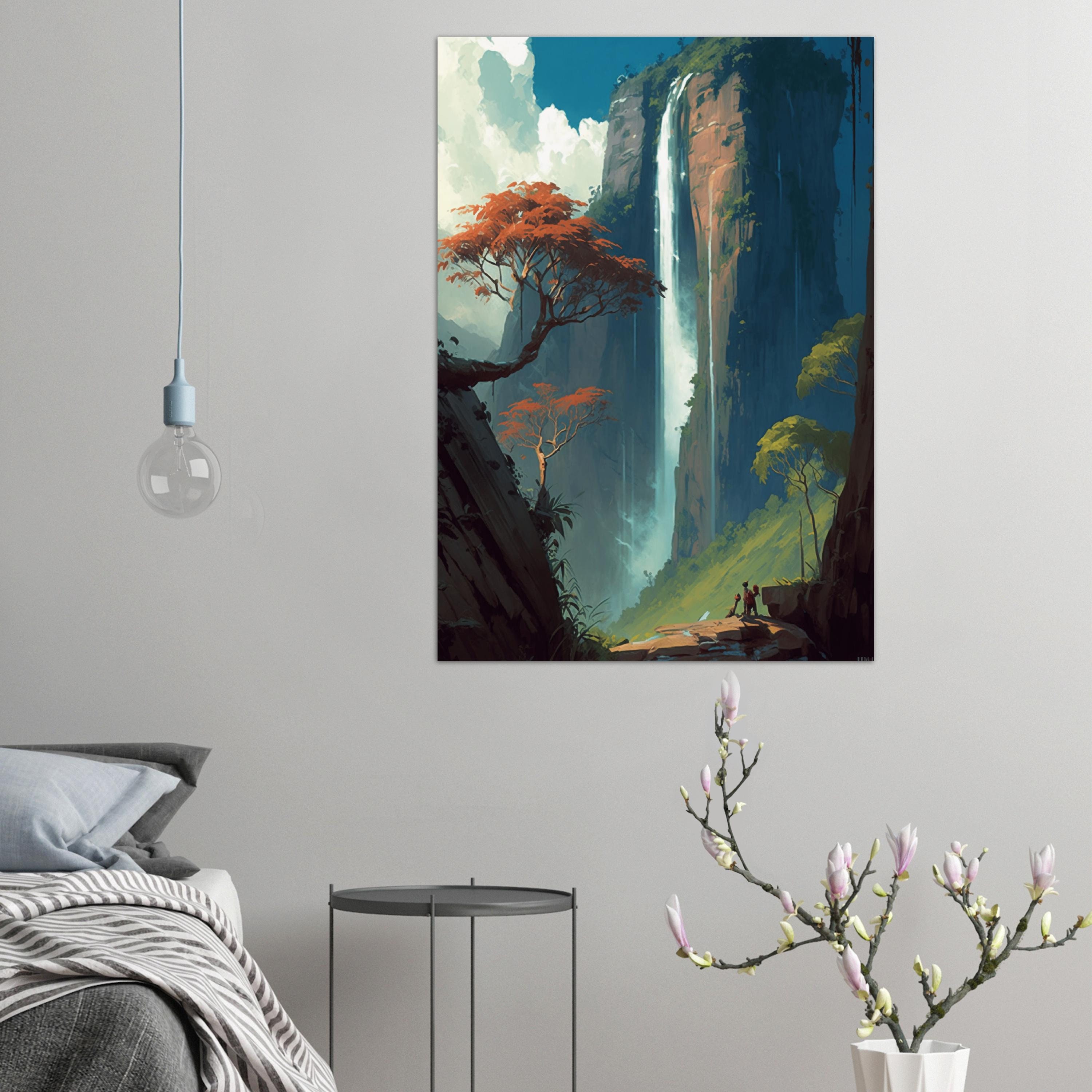 Waterfall Painting Waterfall Wall Art for Home Nature Lover - Etsy