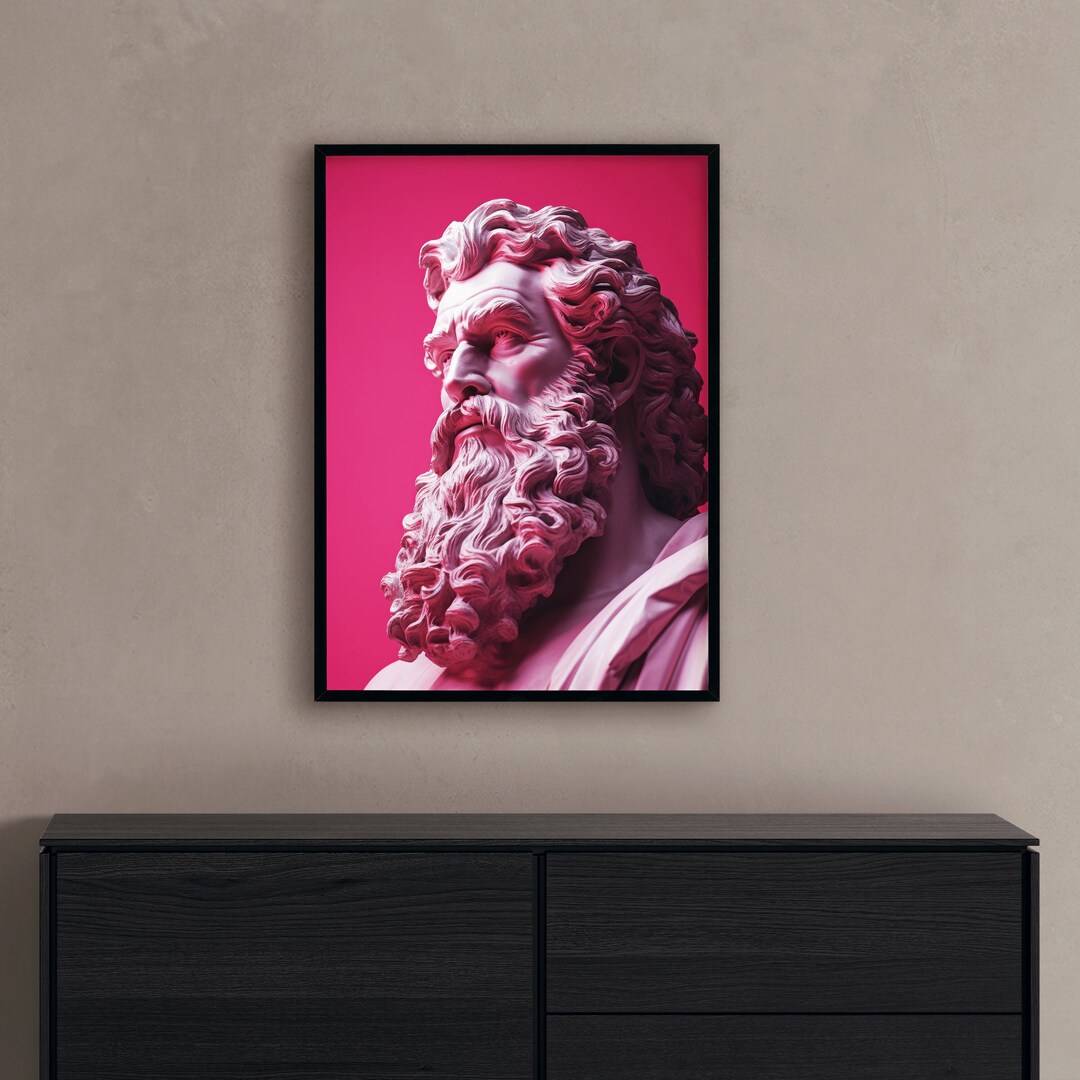 Buy Statue of Zeus Painting Greek God Wall Art Greek Mythology Painting ...