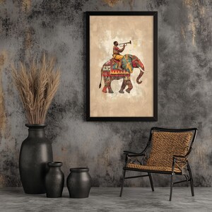 African Elephant Art Print Tribal Pattern Illustration Vintage Safari ...