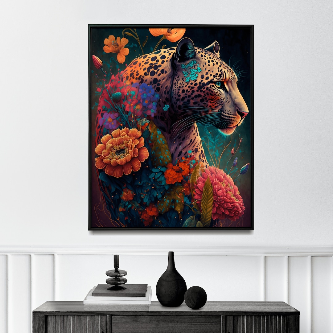 Aquarell Gepard Print Aquarell Gepard Wand Kunst Blumen Print für ...