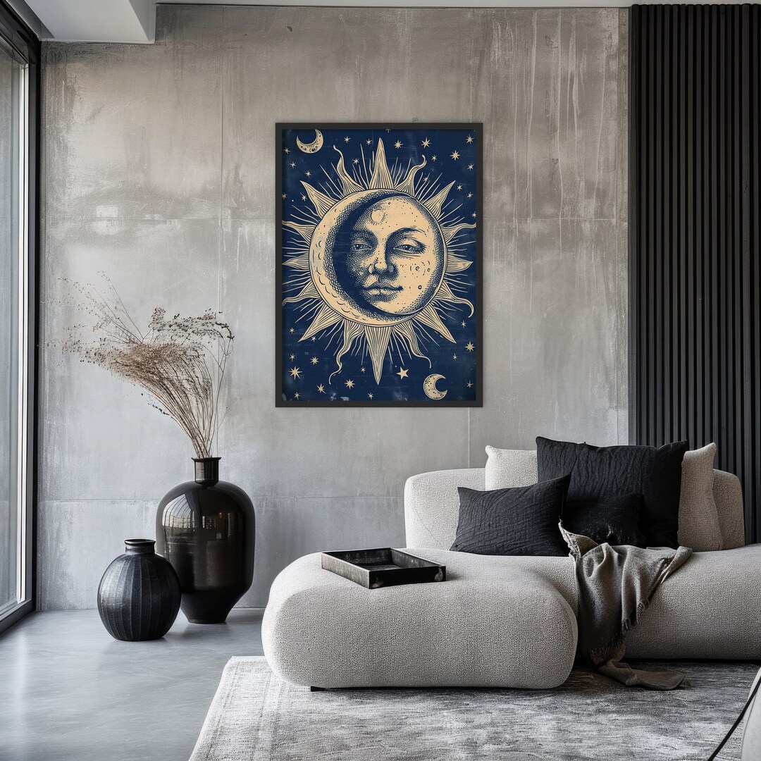 Spiritual Sun and Moon Wall Art Celestial Home Decor Celestial Design ...