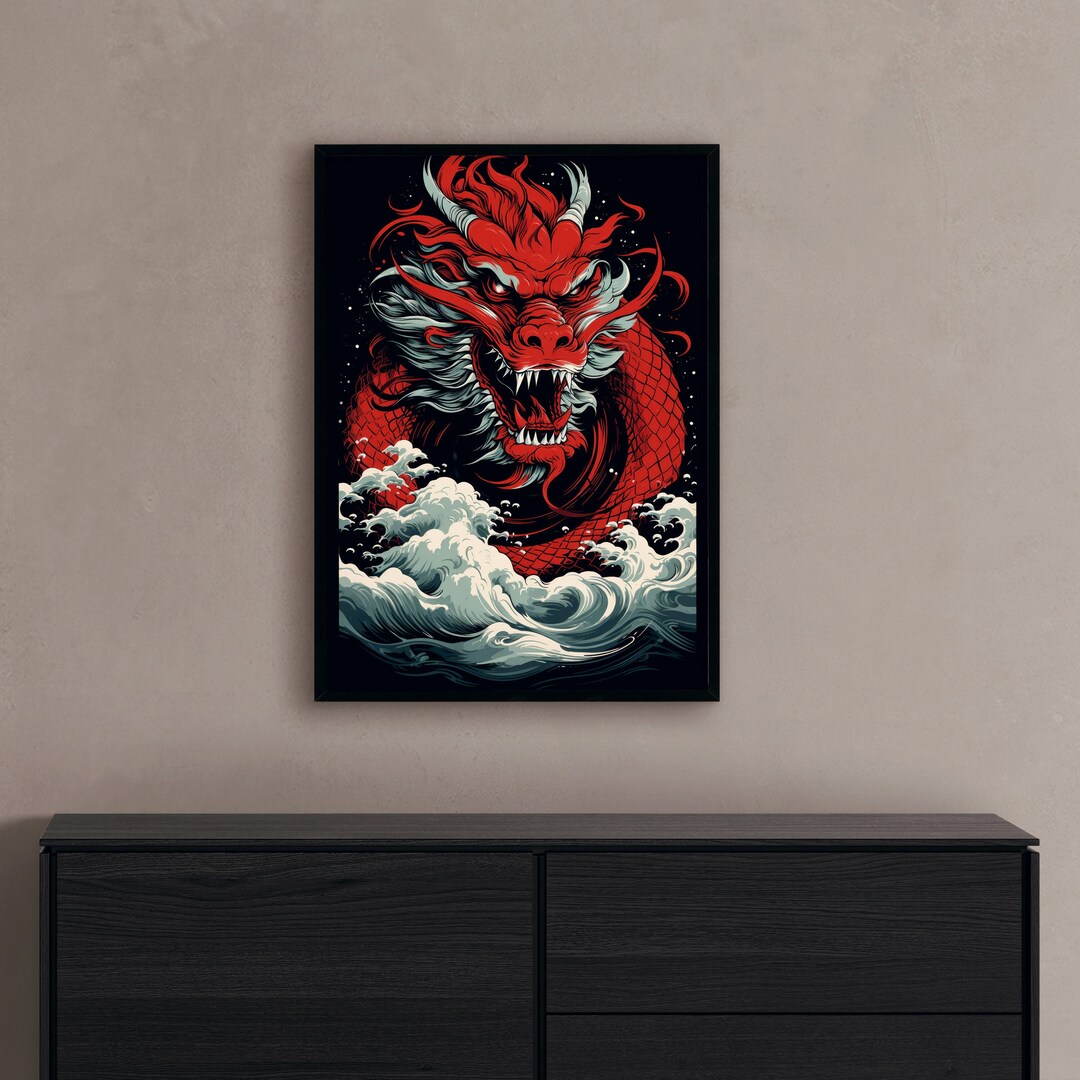 Chinese Dragon Painting in Vibrant Abstract Oriental Dragon Expressive ...