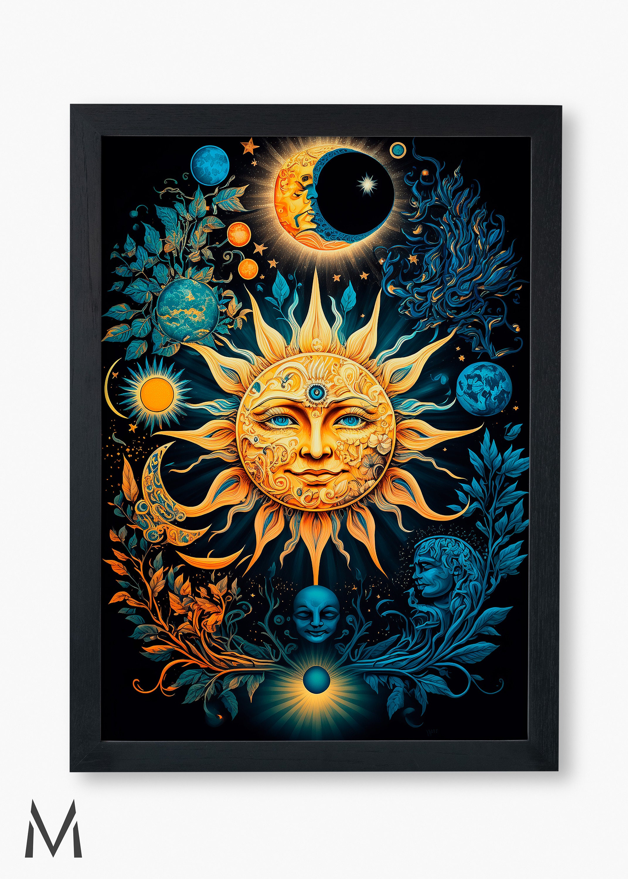 Solstice Wall Art Sun and Moon Painting Sun and Moon Spiritual - Etsy