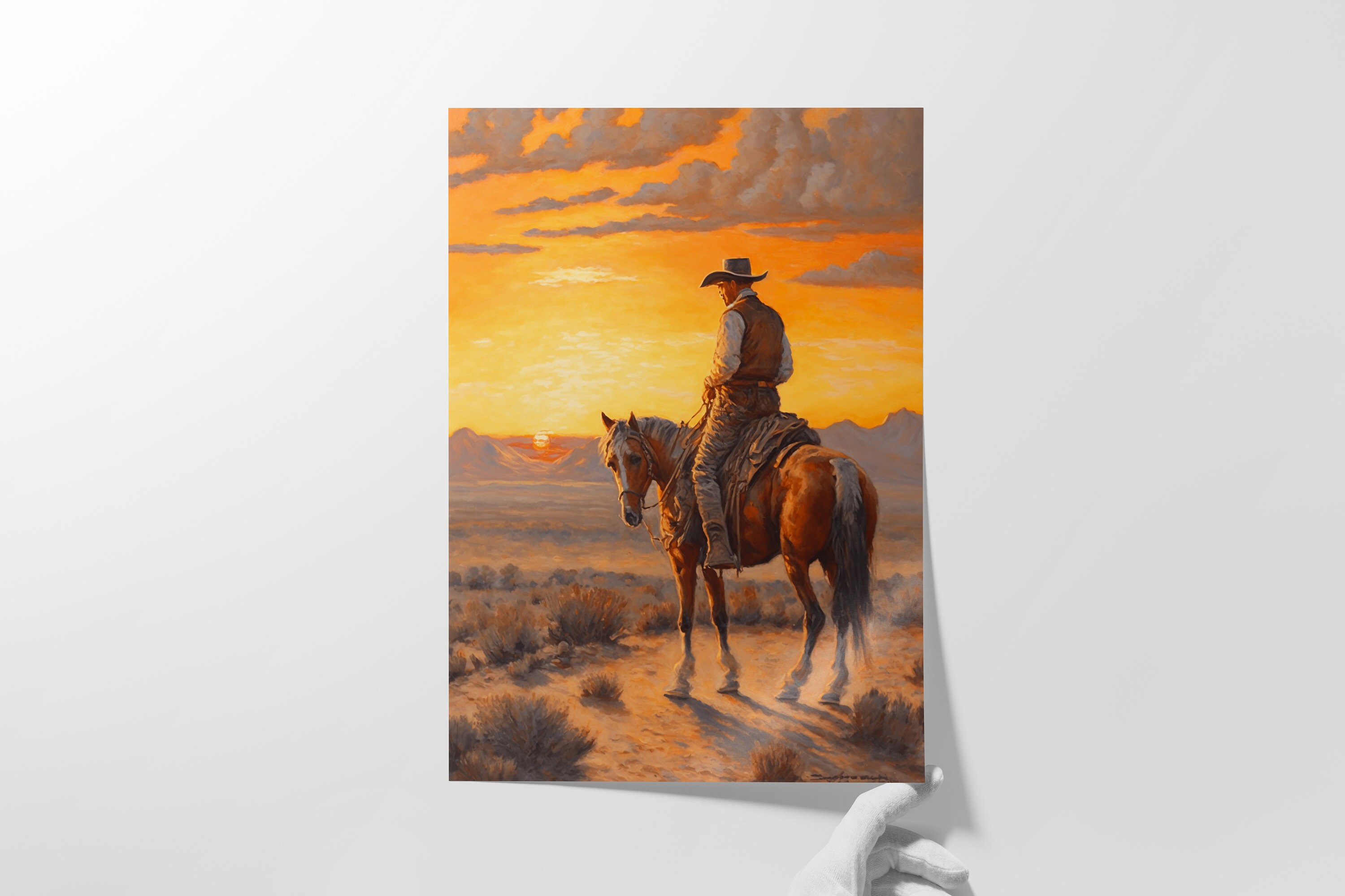 Lone Cowboy Painting