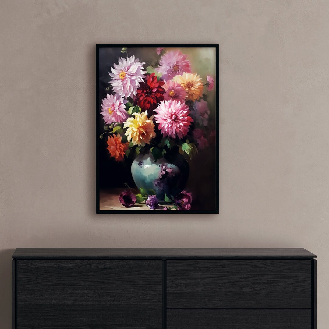 Blumenstrauß Ölgemälde Blumen in einer Vase Kunst Blumenstillleben Realistische Blumenmalerei ...