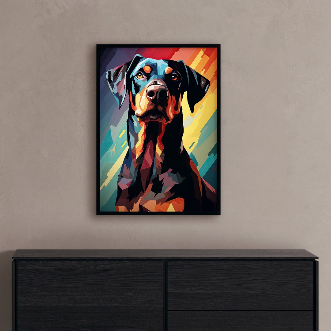 Abstract Doberman Painting Colorful Dog Art Modern Doberman Painting ...