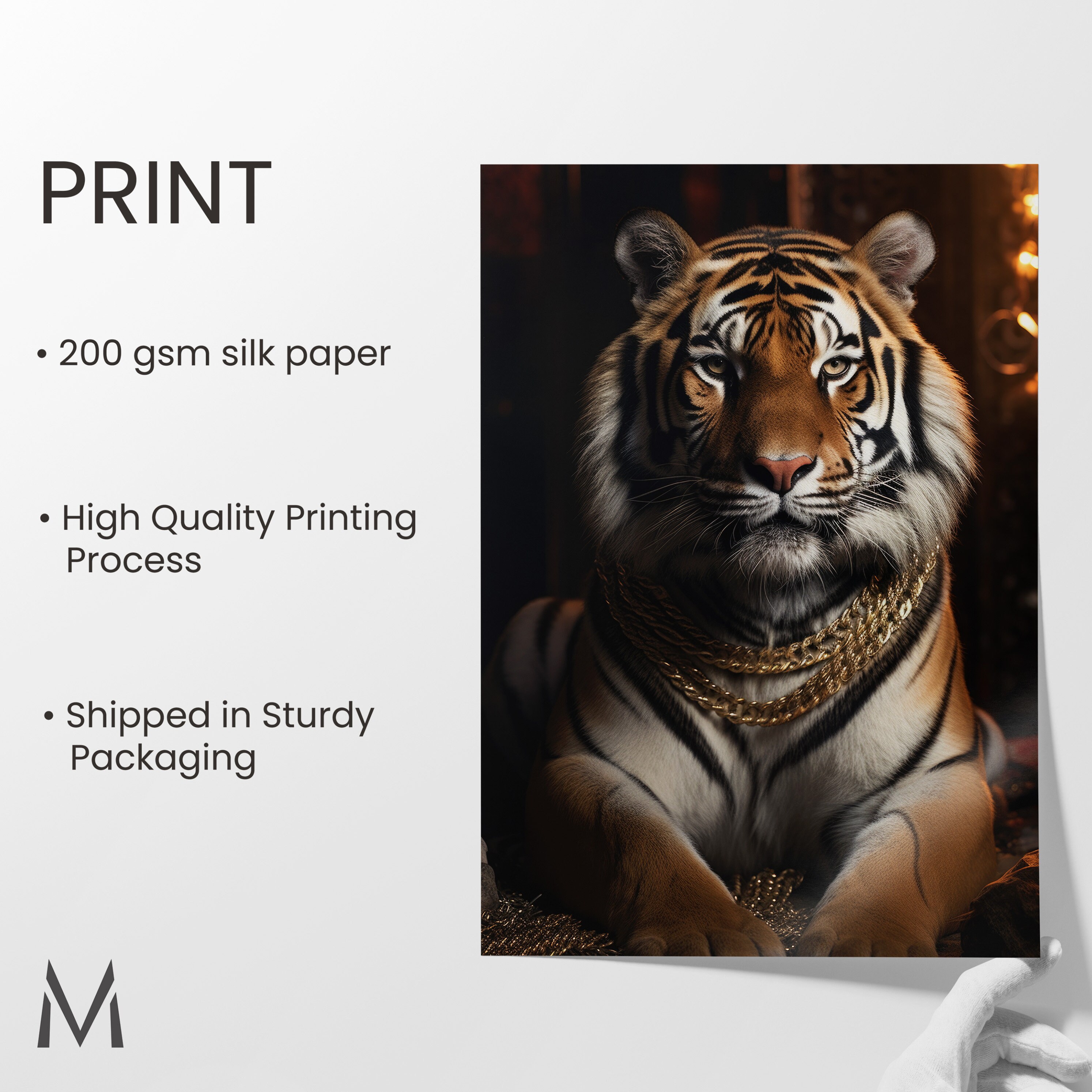 Tiger Wearing a Chain Painting Contemporary Jungle Cat Art Exotic ...