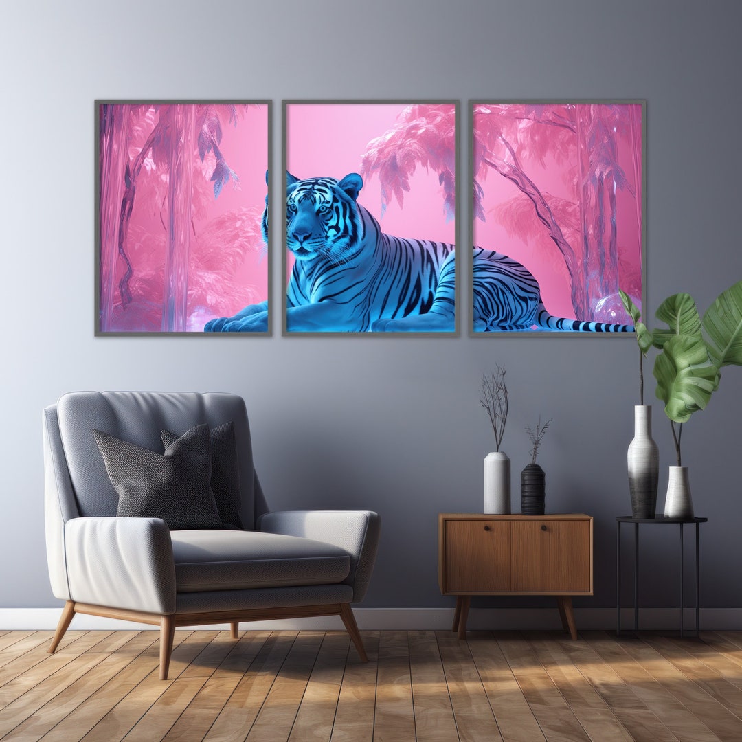 Fluorescent Tiger Painting Glowing Tiger Artwork Vibrant Tiger - Etsy