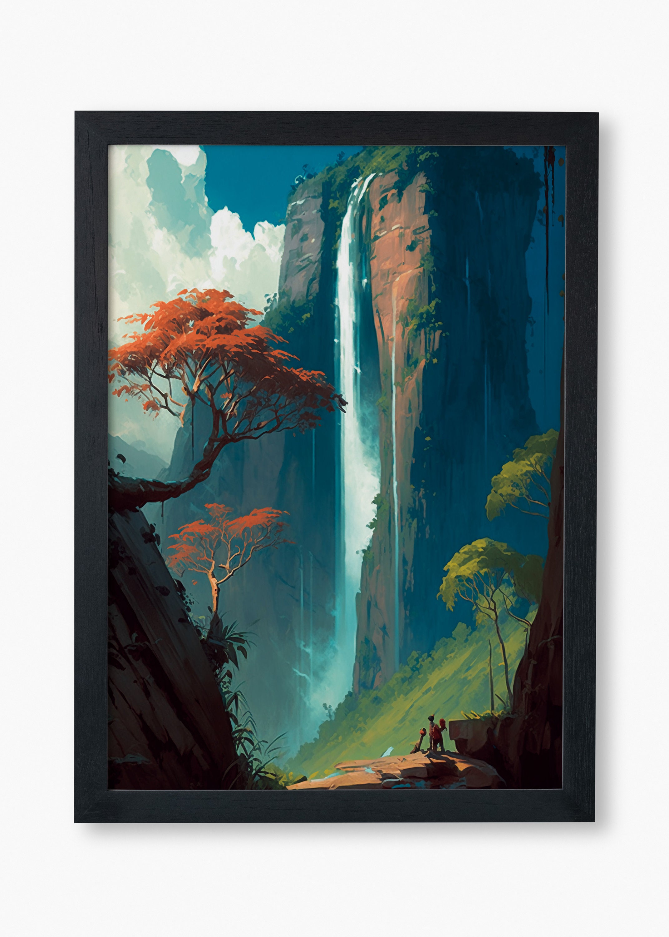 Waterfall Painting Waterfall Wall Art for Home Nature Lover - Etsy