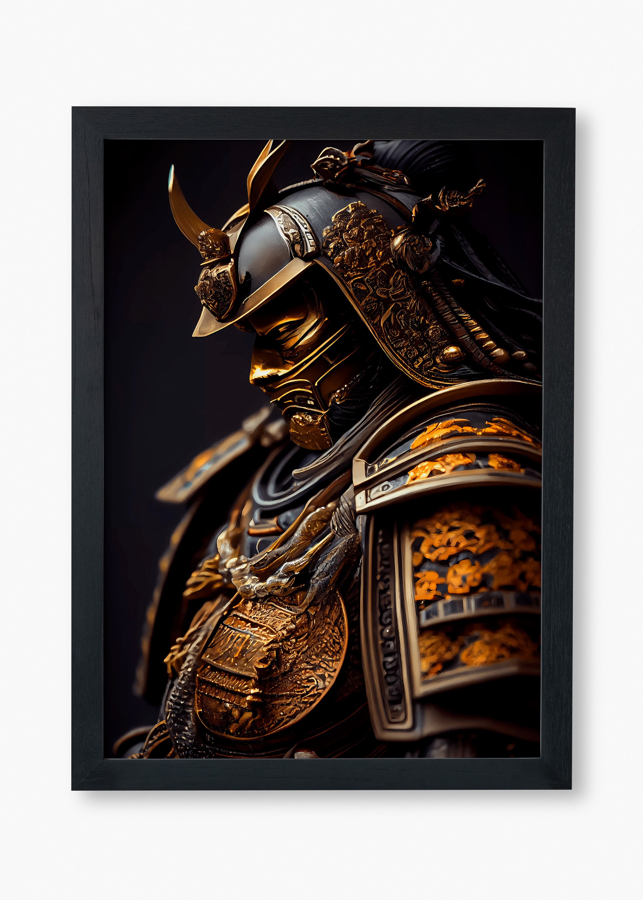 Golden Samurai Wall Art Golden Samurai Painting Samurai Wall - Etsy