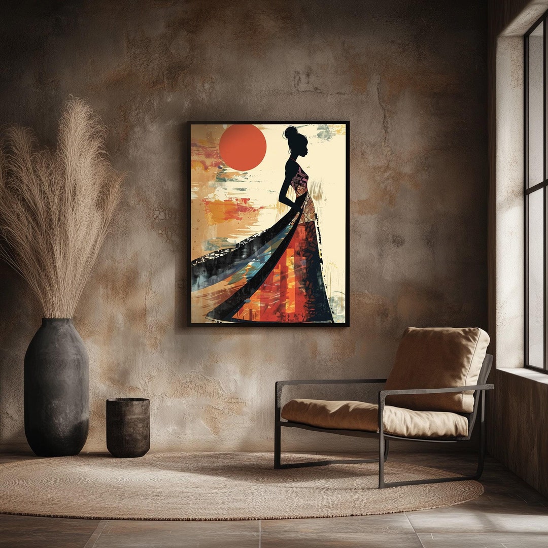 Minimalist African Woman Print Tribal Dress Illustration Ndebele ...