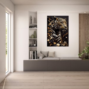 Geometric Jaguar Wall Art Abstract Jaguar Painting Black and Gold ...