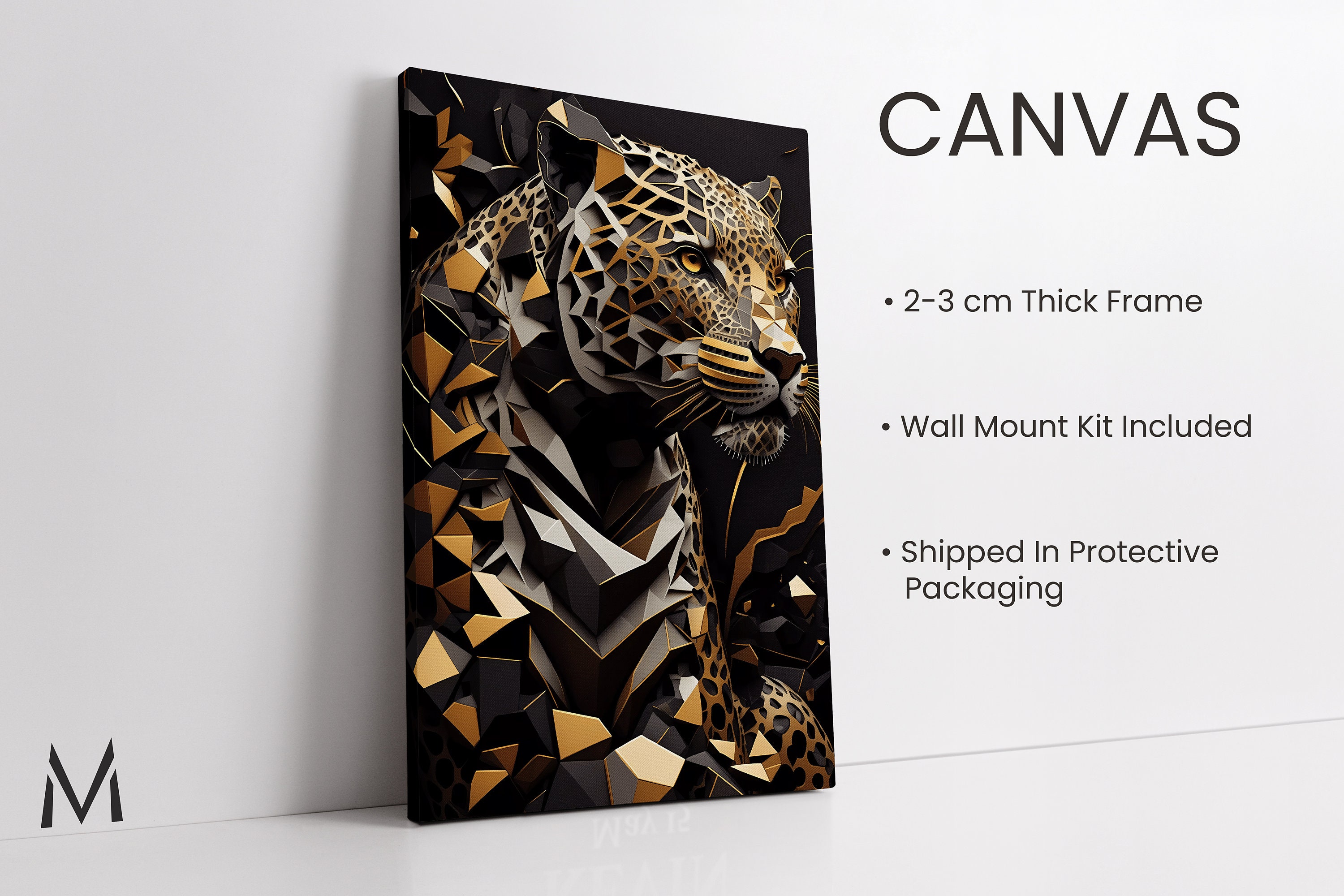 Geometric Jaguar Wall Art Abstract Jaguar Painting Black and Gold ...