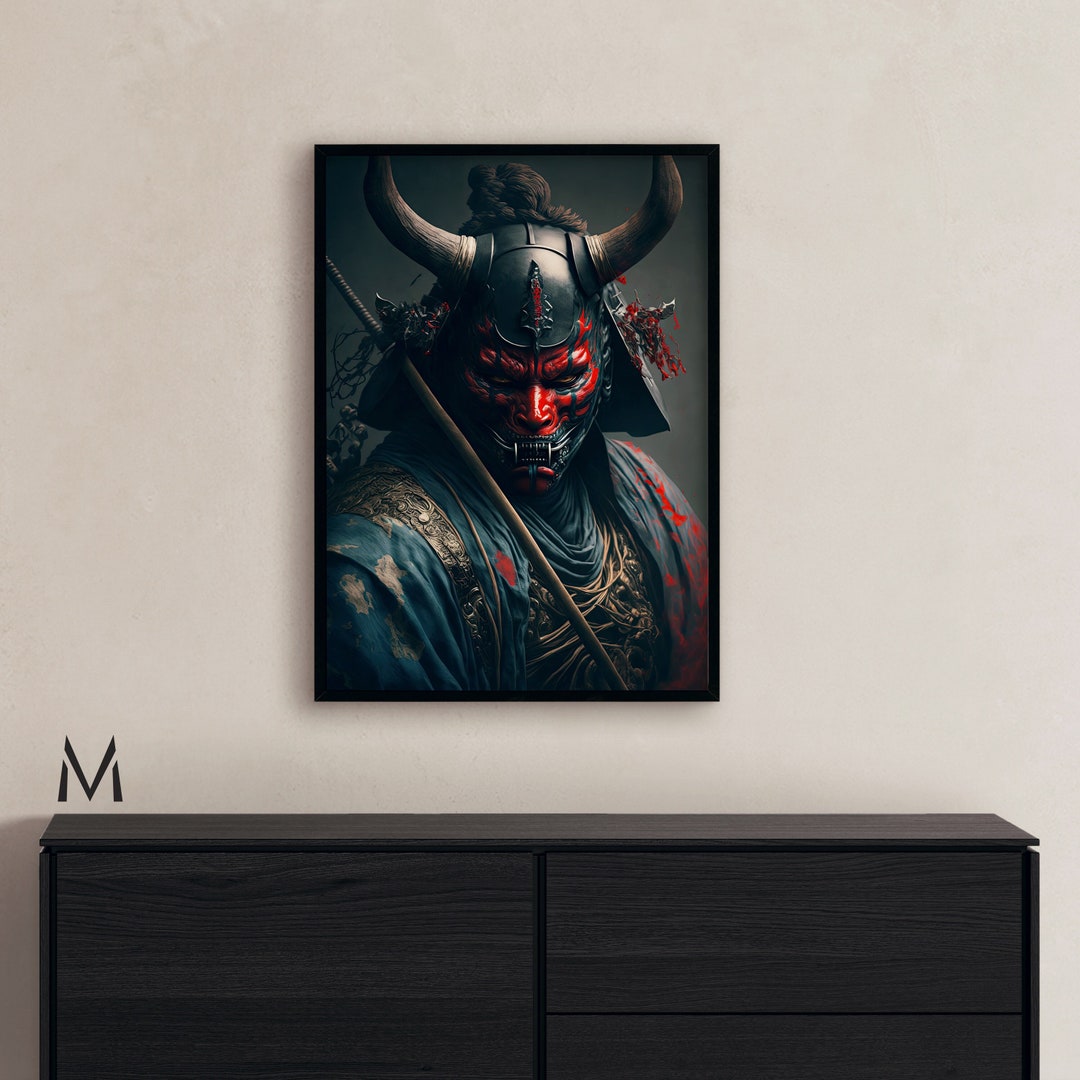 Japanese Oni Mask Painting Oni Painting Anime Warrior Wall Art for Home ...