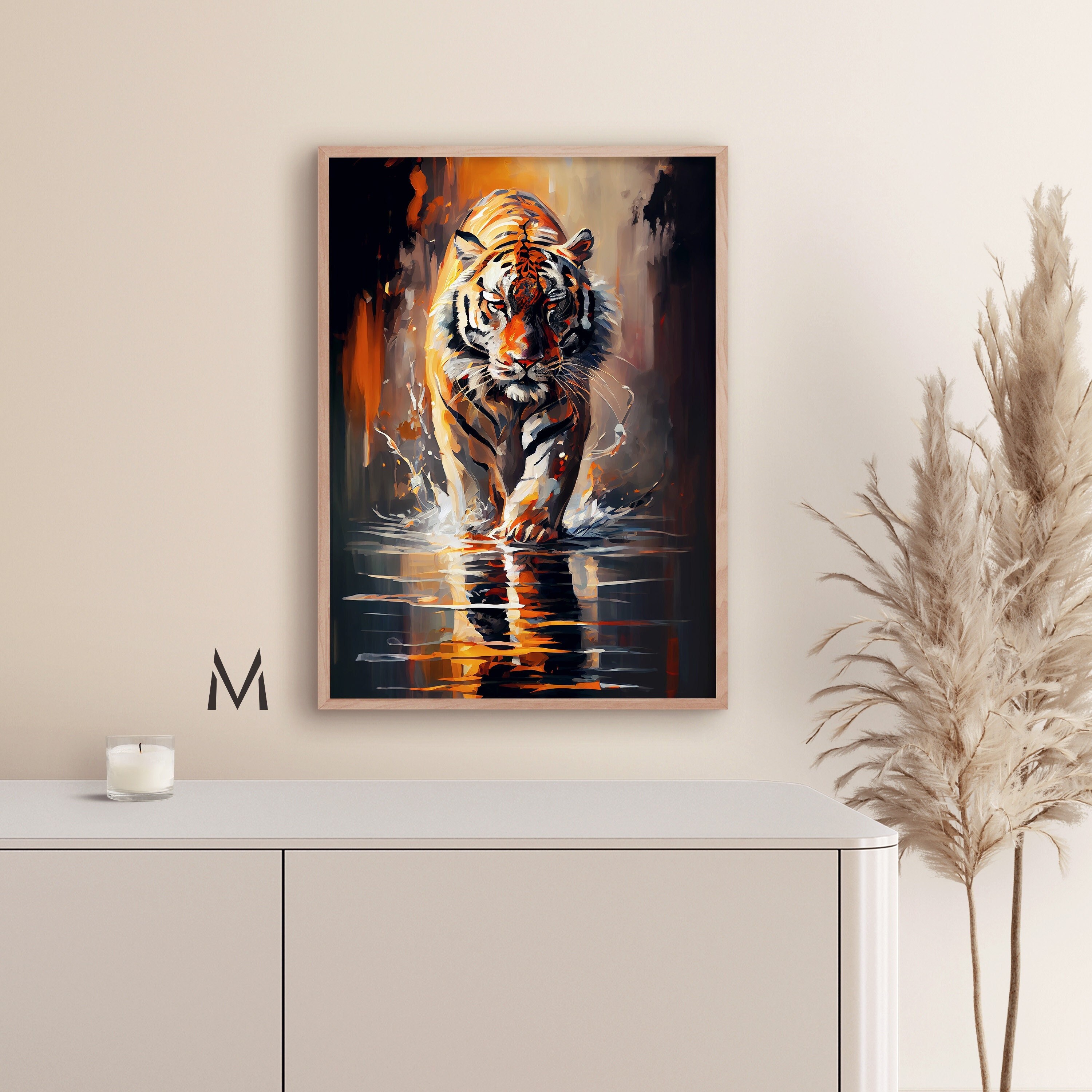 Abstract Tiger Painting Tiger Wall Decor Big Cat Contemporary - Etsy