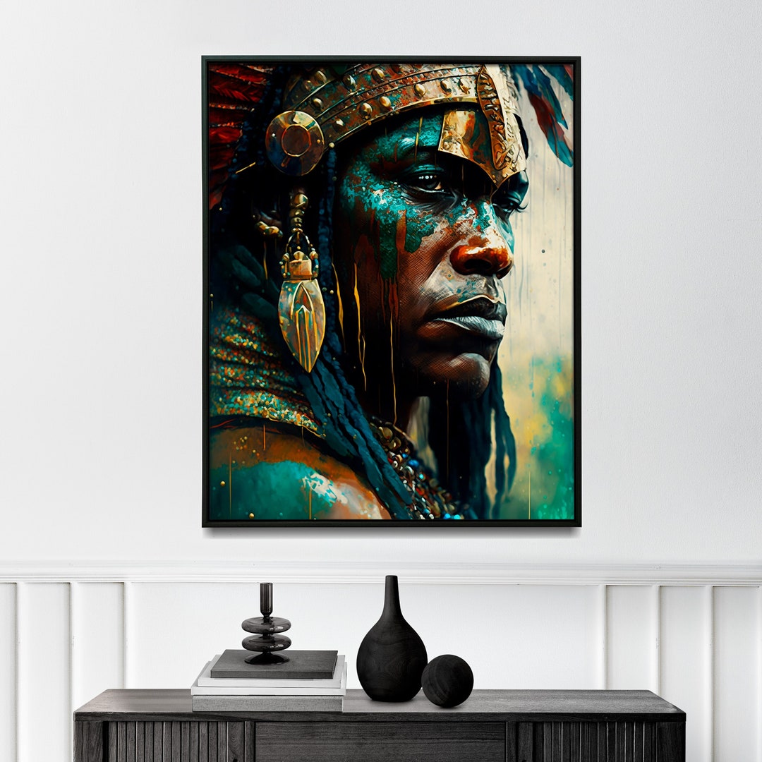 Ancient African Warrior Painting Warrior Wall Art for Home Tribal ...
