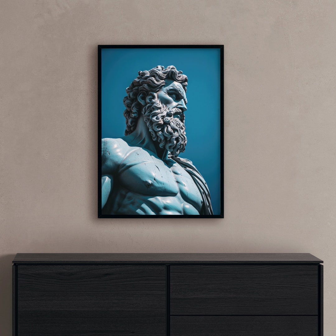 Statue of zeus painting Greek god wall art Greek mythology painting ...