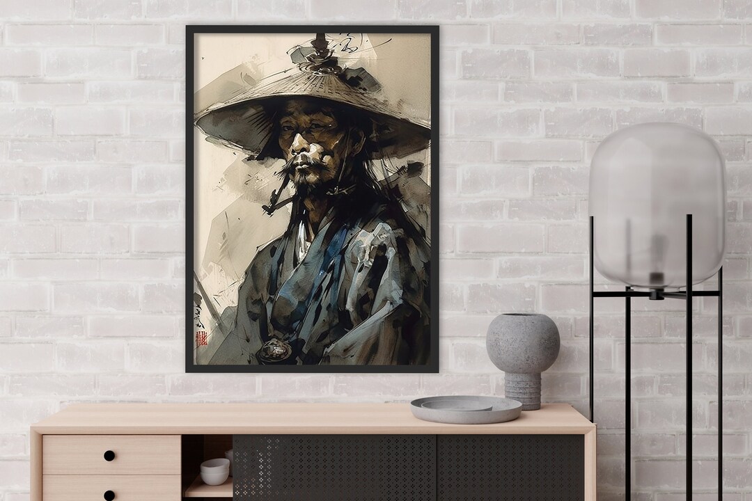 Japanese Samurai Watercolour Painting Vintage Samurai Painting - Etsy