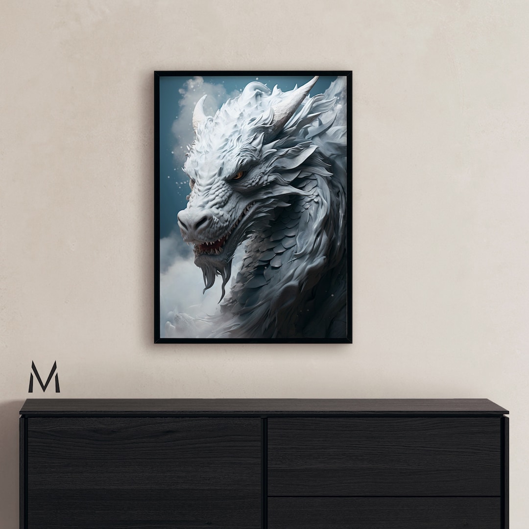 Grey Oriental Dragon Painting Grey Oriental Dragon Painting Mystic ...