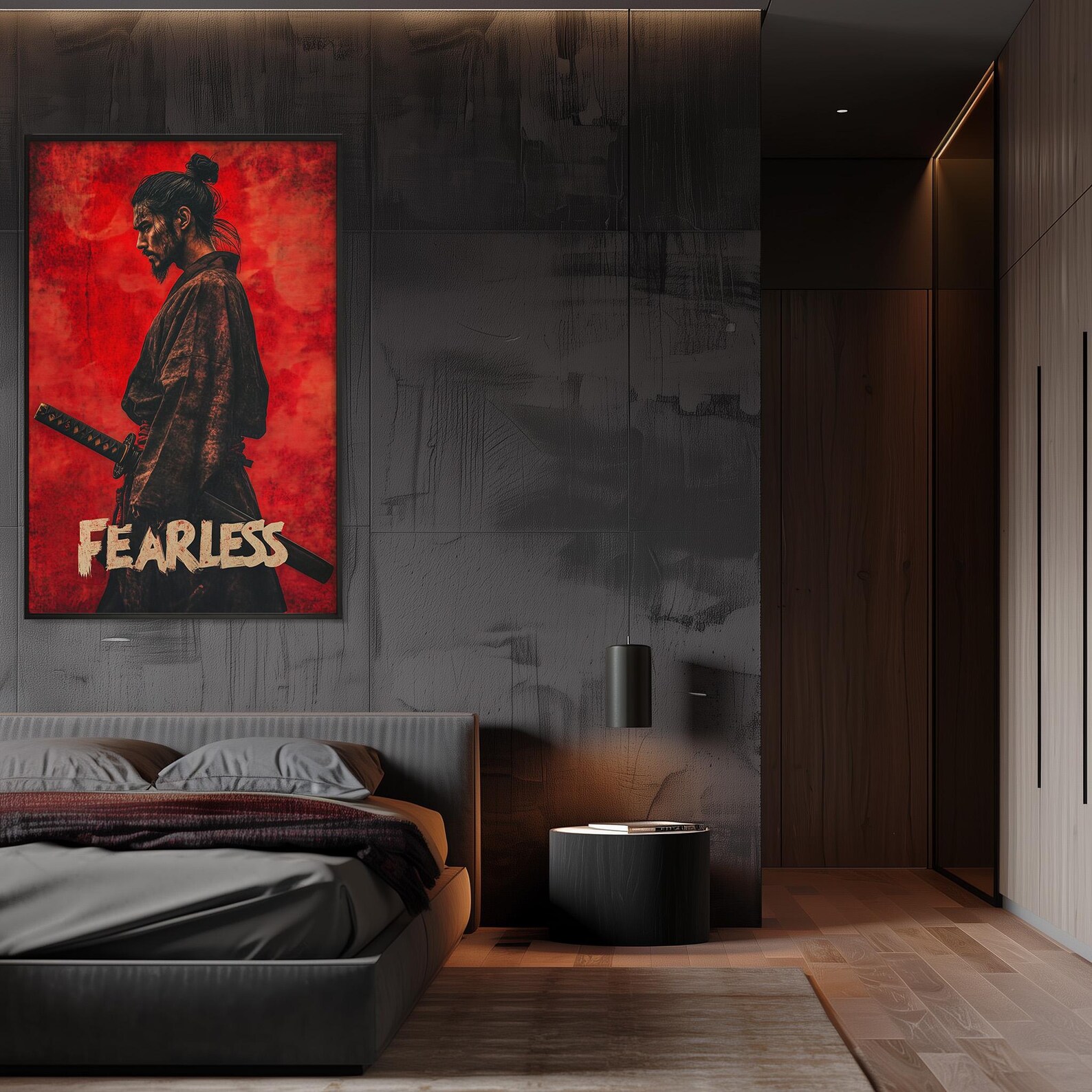 Fearless Samurai Wall Art Vanta Black Samurai Sword Poster Bold ...