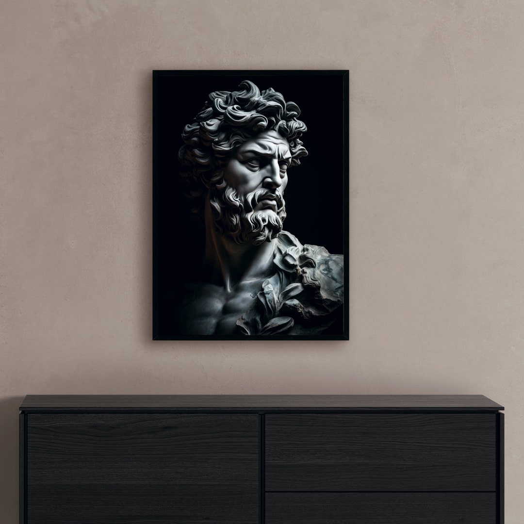 Statue of Zeus Painting Greek God Wall Art Greek Mythology Painting ...
