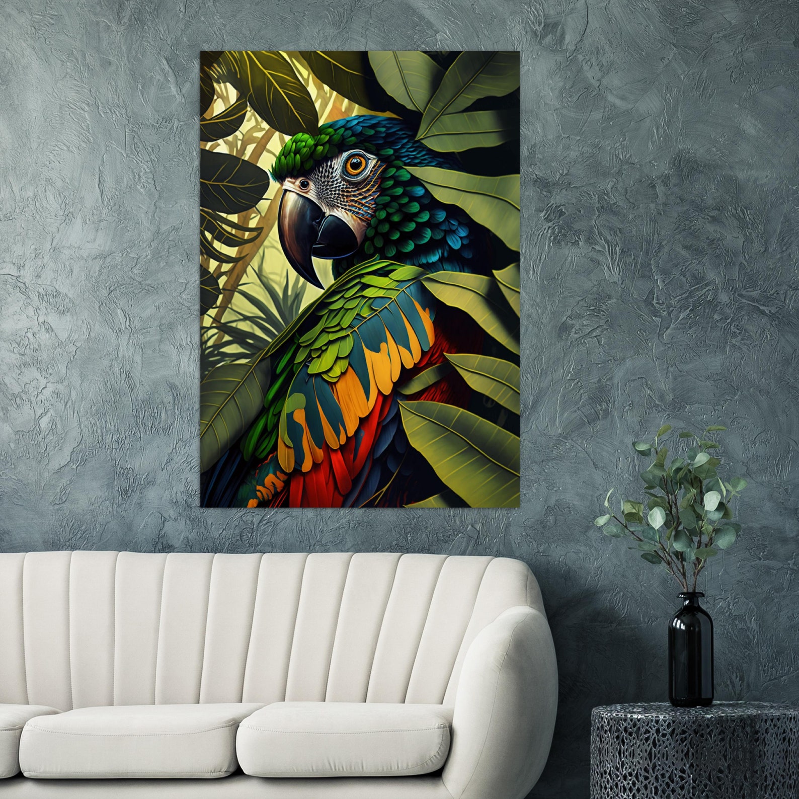 Parrot in the Jungle Painting Jungle Parrot Wall Art Home Parrot Poster ...