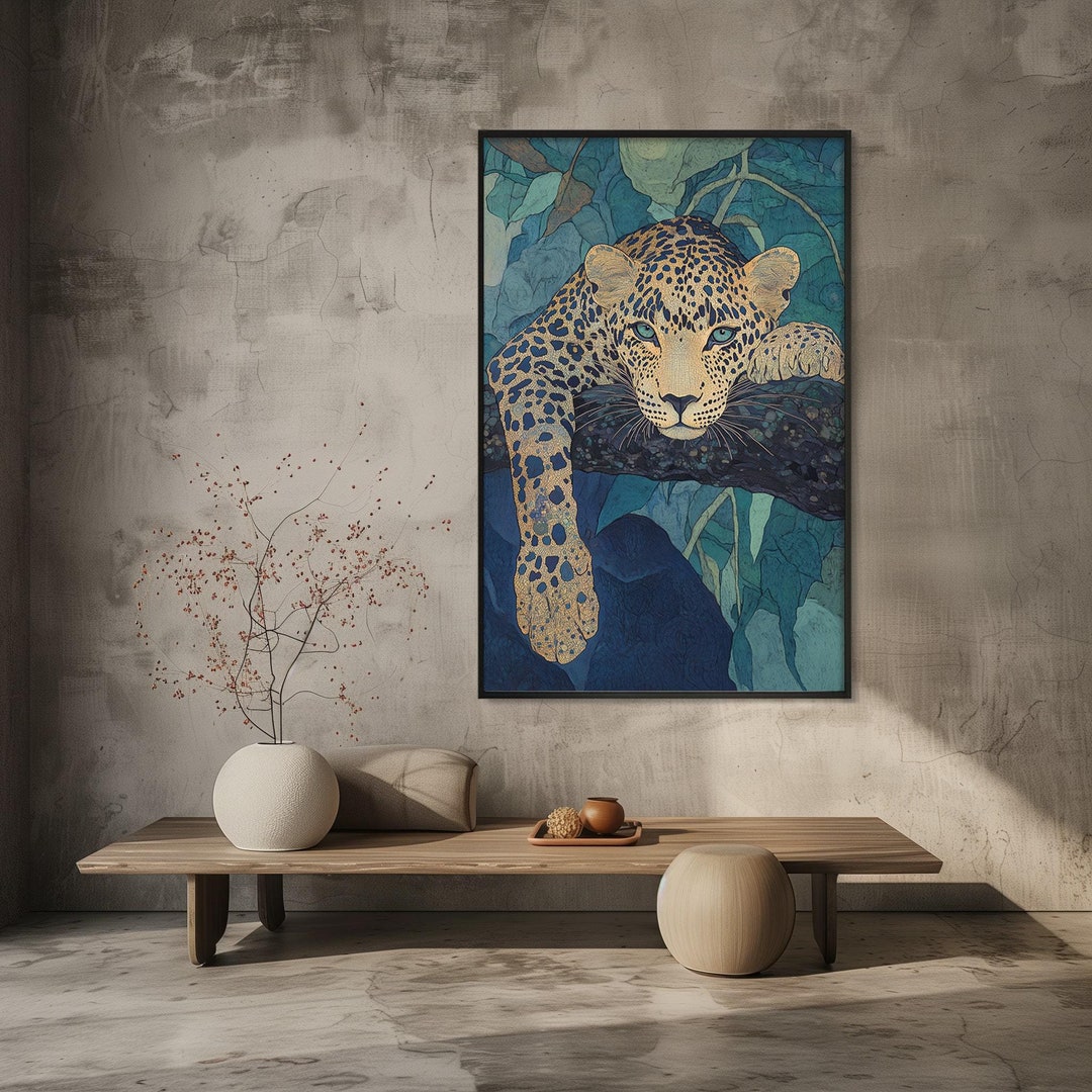 Majestic African Leopard Art Print Tribal Ndebele Pattern Jungle Wall ...