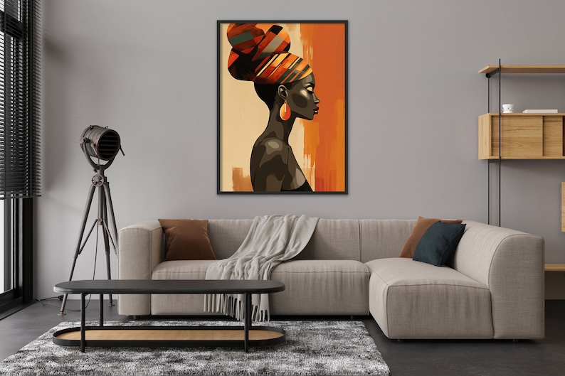 African Woman Wall Art Afrocentric Wall Decor African Art Prints Contemporary African Art Black ...