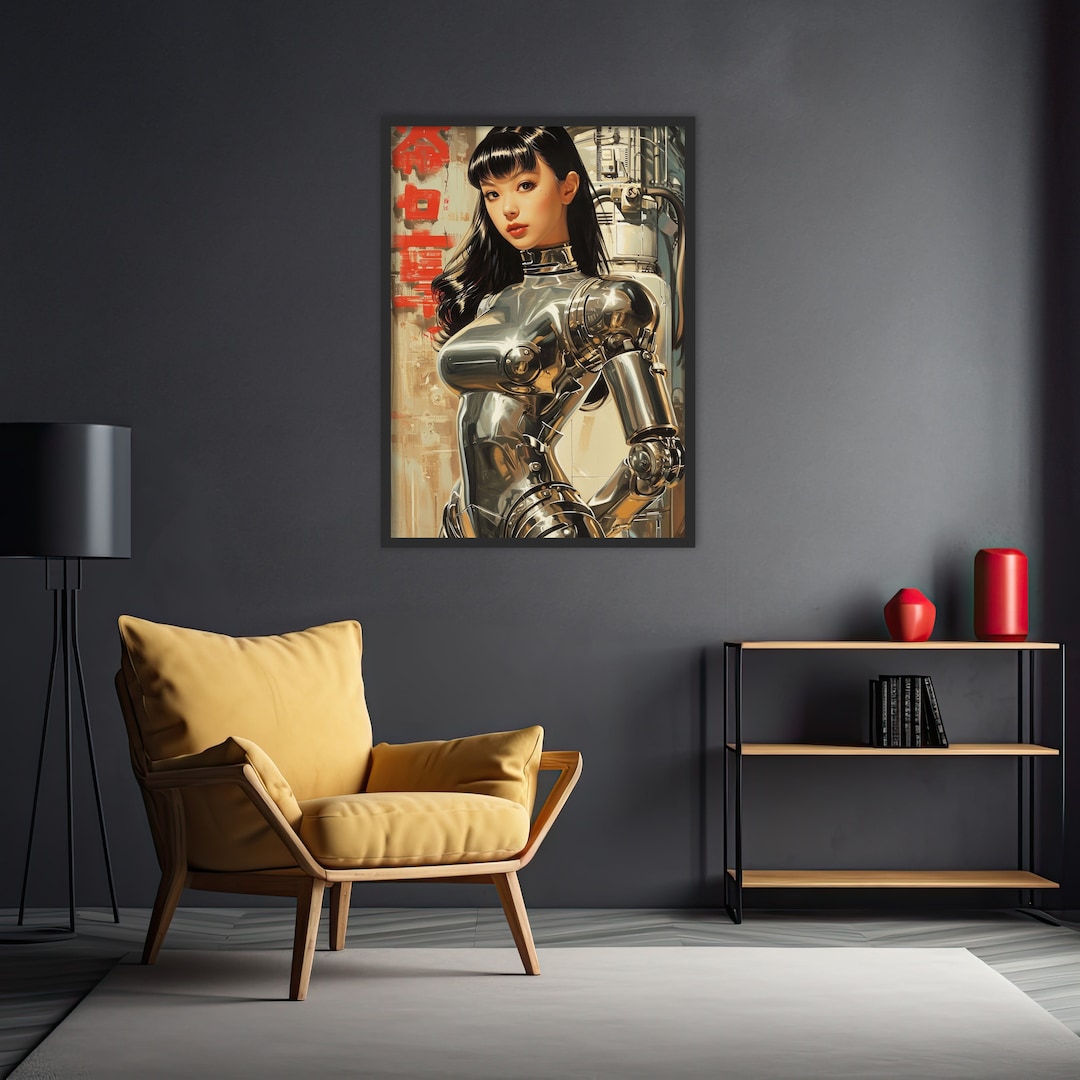 Cybernetic Woman Painting Bionic Oriental Lady Print Contemporary ...