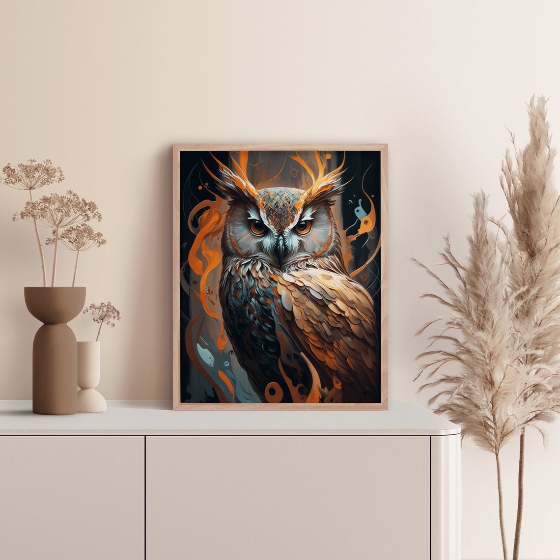 Abstract Owl Painting Oil Painting Owl Abstract Animal Print Owl Poster ...