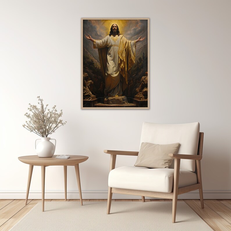 Painting of Jesus Christ Portrait With Crown Religious Art Decor ...