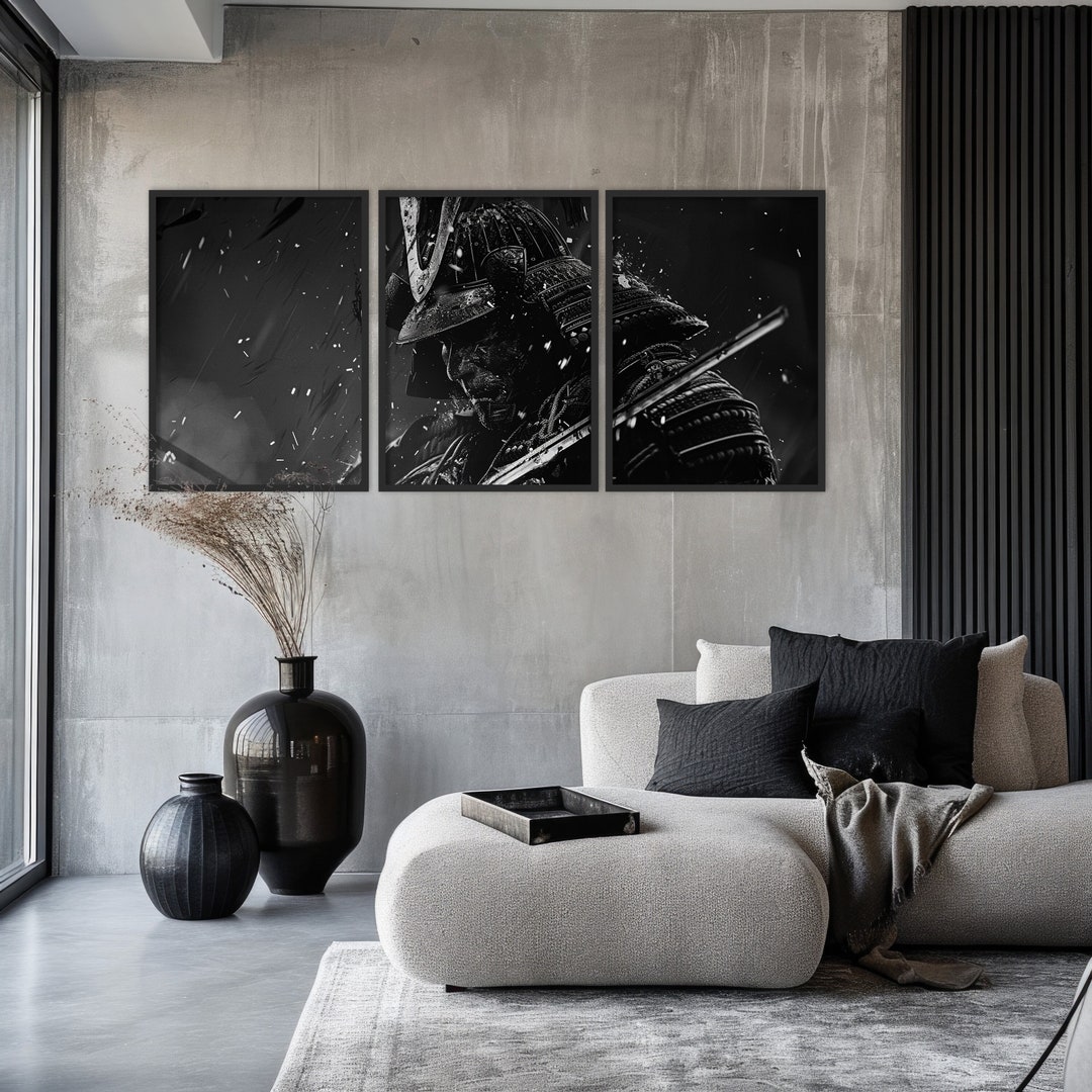 Black Samurai Painting Dark Samurai Wall Art Warrior Painting Samurai ...