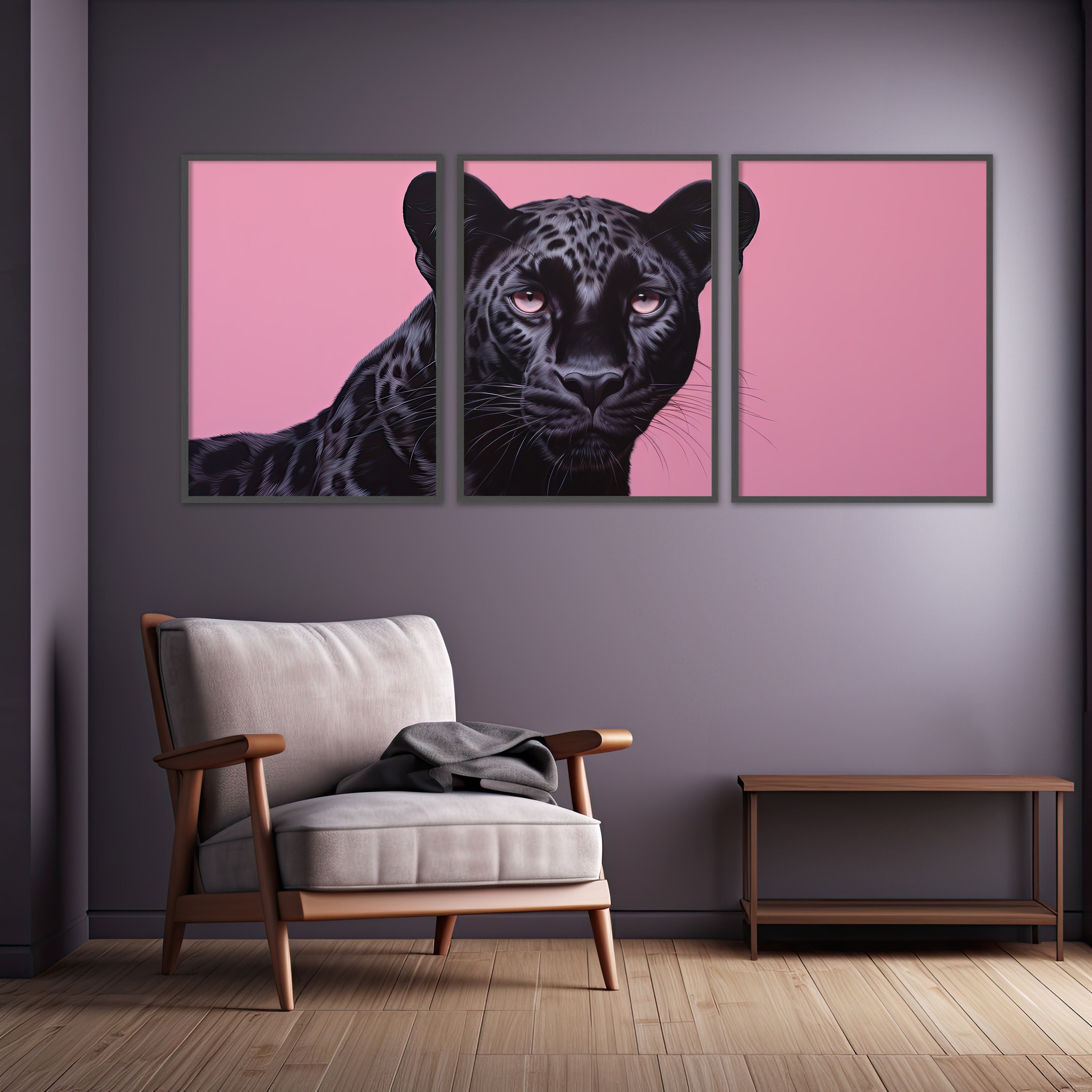 Set of 3 Black Panther Art Prints Modern Home Decor With Panther Trio ...