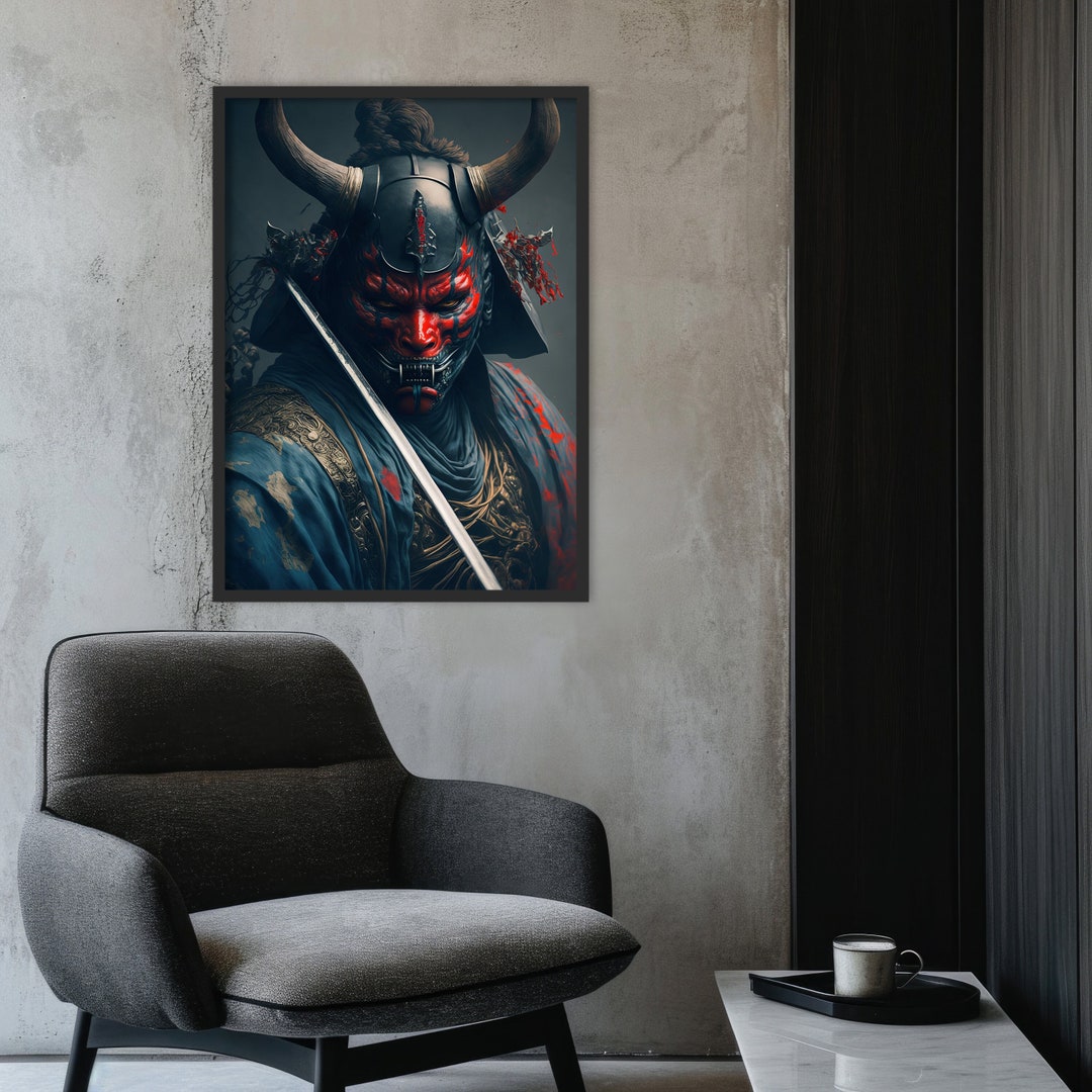 Japanese Oni Mask Painting Oni Painting Anime Warrior Wall Art for Home ...