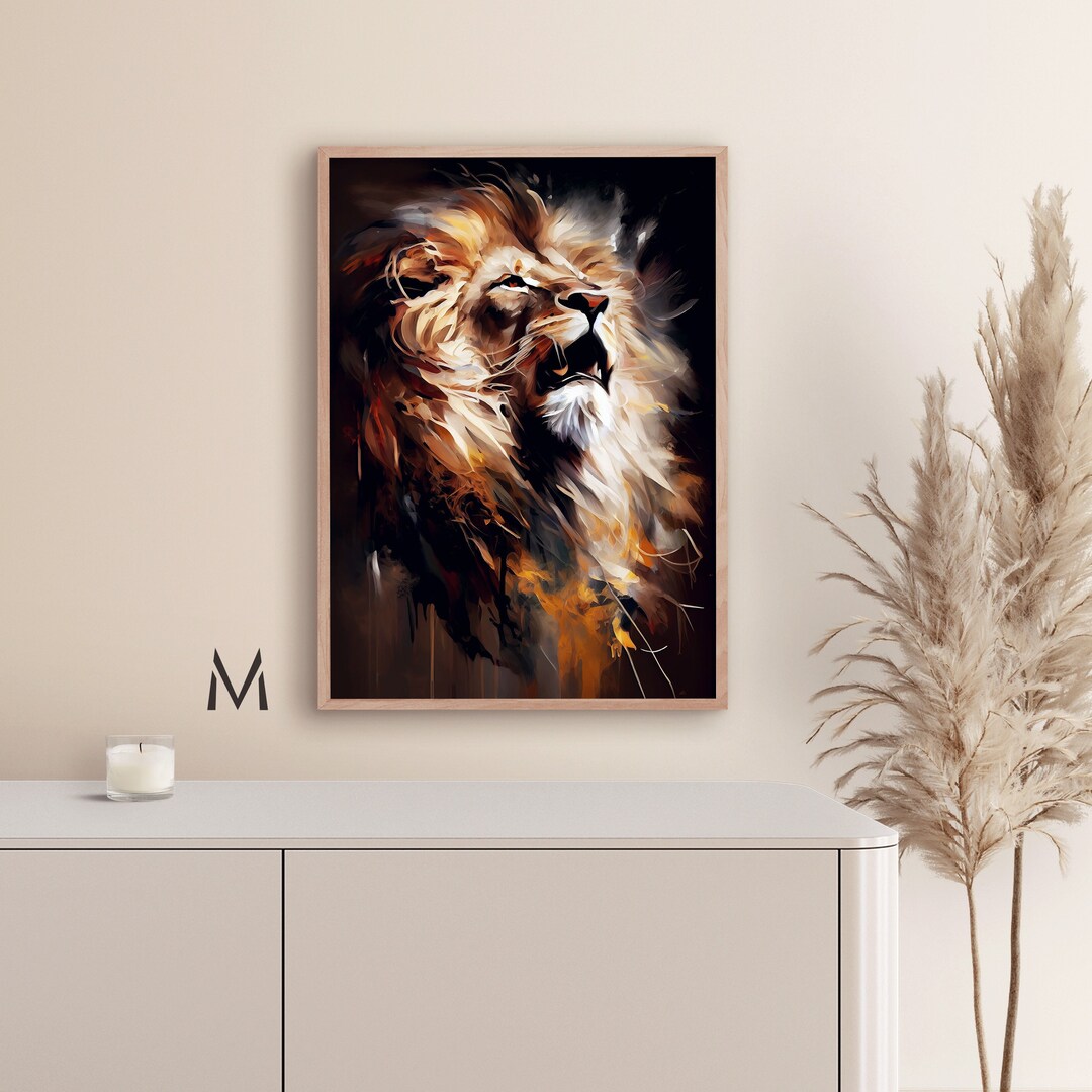 Lion Painting Abstract Art Lion Canvas Lion Print Wildlife Art - Etsy