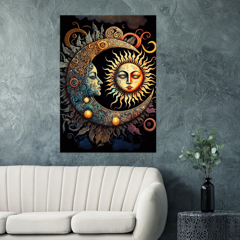 Sun and Moon Painting Watercolour Solstice Wall Art for Home - Etsy